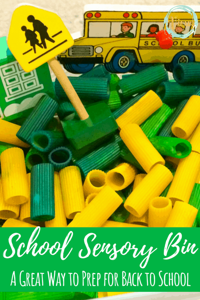 Back to School Sensory Bin with Colored Pasta - Views From a Step Stool