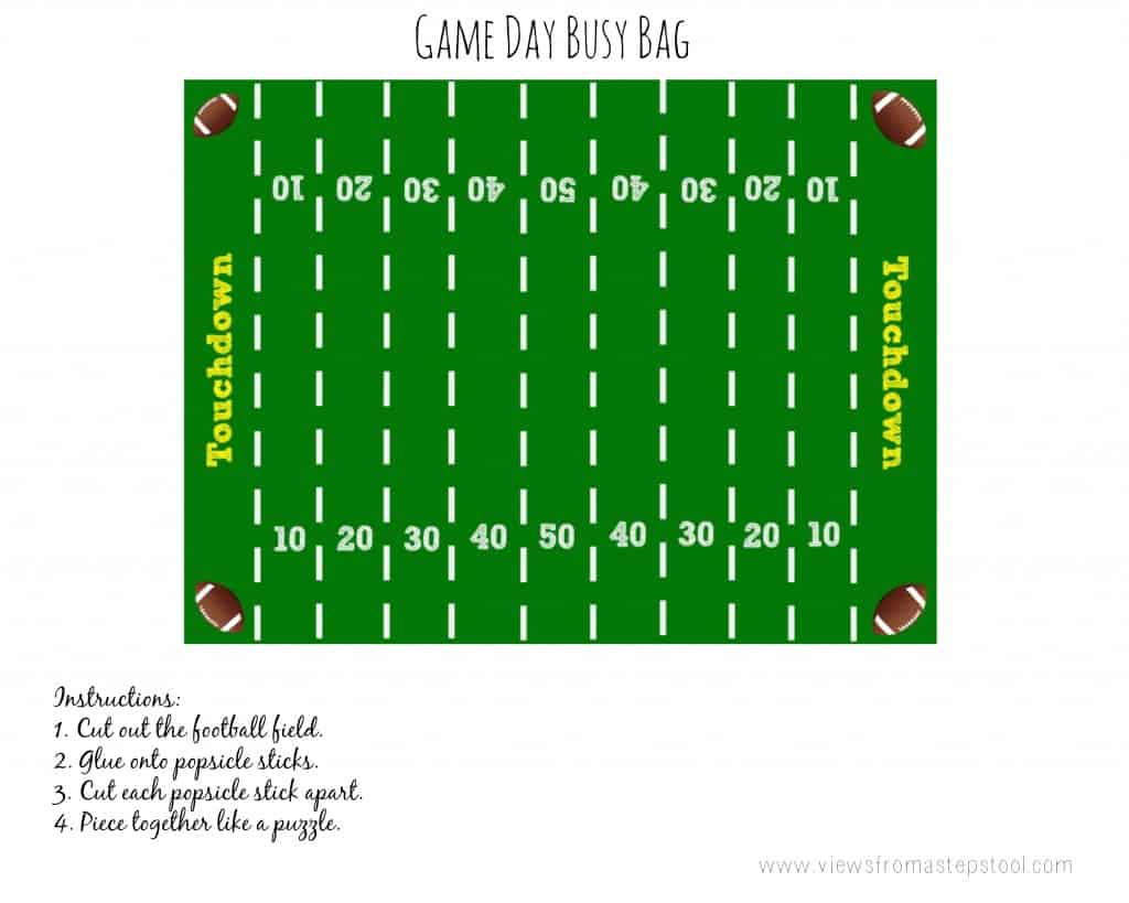 Game Day Busy Bag: DIY Football Field Puzzle with FREE Printable ...