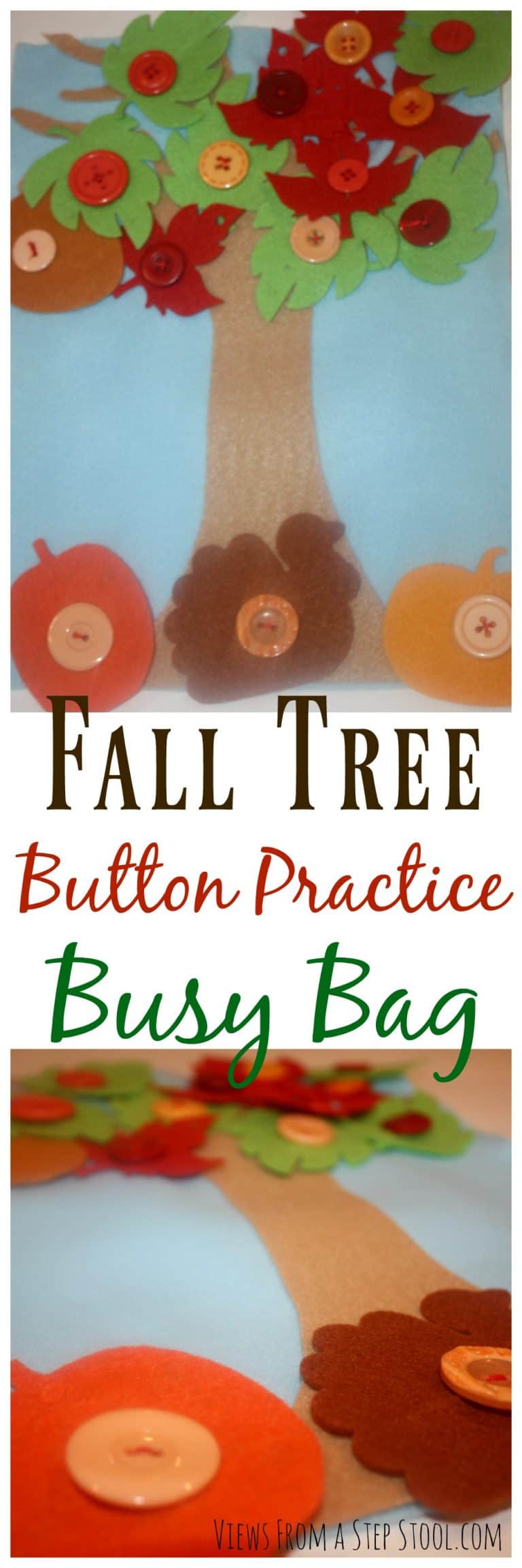 Fall Tree Button Practice Busy Bag - Views From a Step Stool