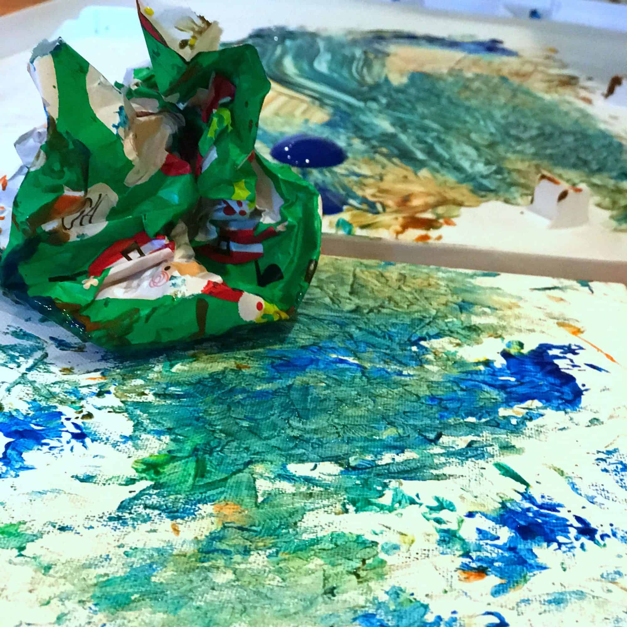 Paint Using Leftover Wrapping Paper - Views From a Step Stool