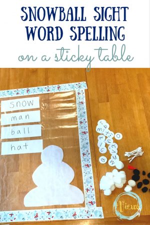 Snowball Sight Words on a Sticky Table - Views From a Step Stool