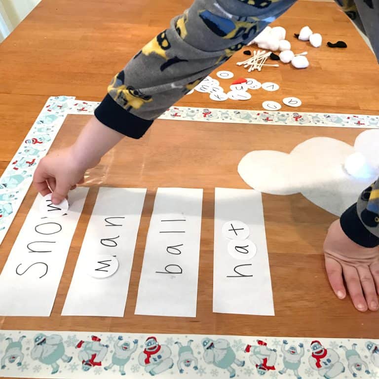 Snowball Sight Words on a Sticky Table - Views From a Step Stool