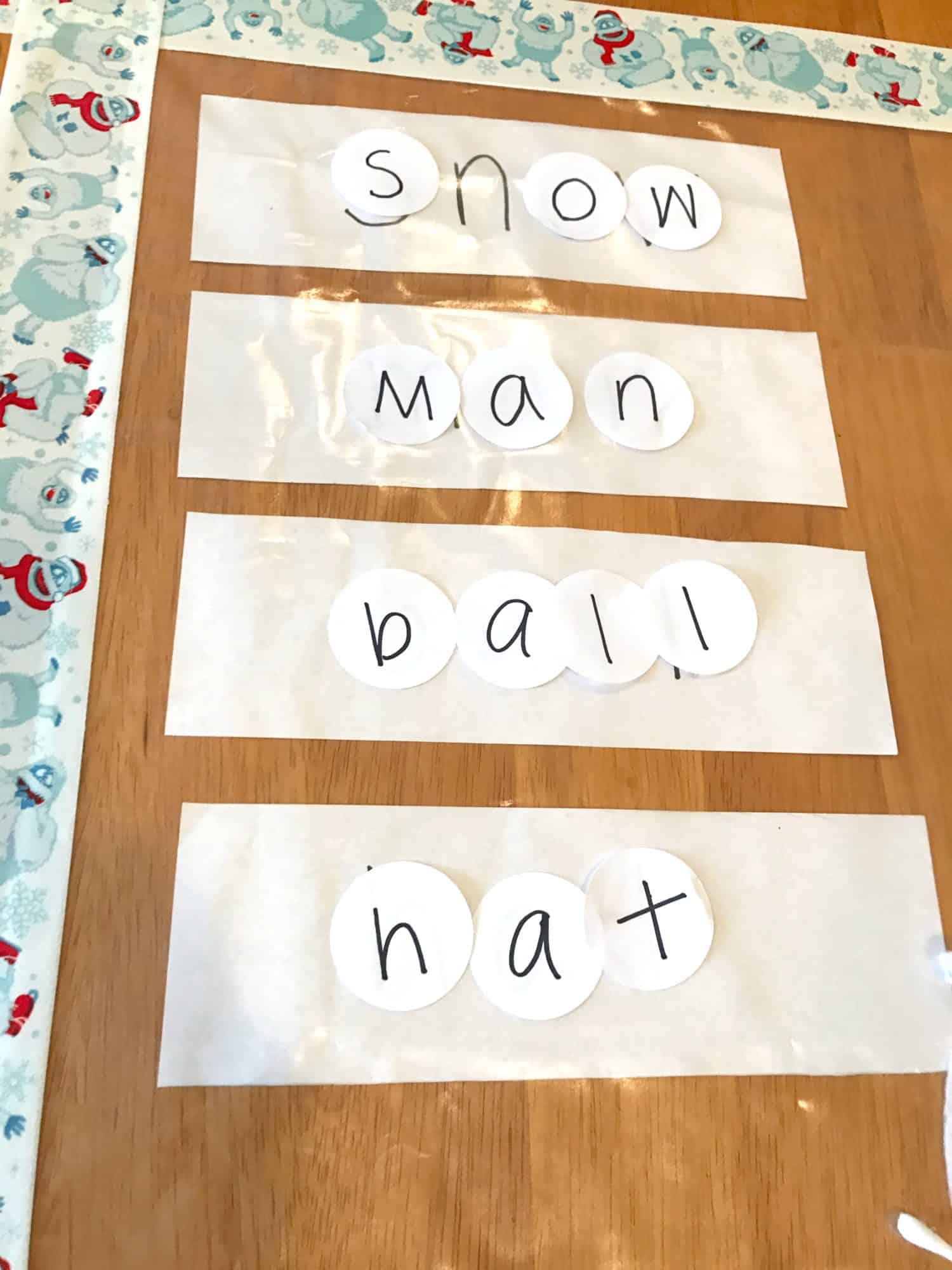 Snowball Sight Words on a Sticky Table - Views From a Step Stool