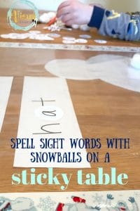 Snowball Sight Words on a Sticky Table - Views From a Step Stool