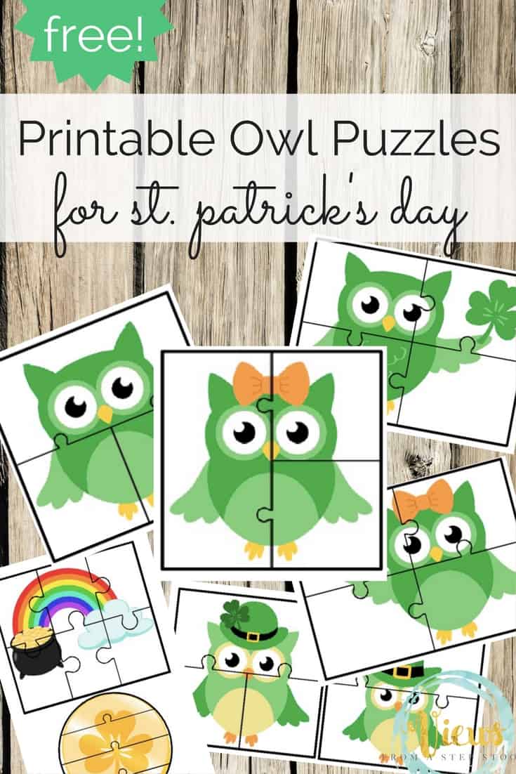 Owl Puzzle Cards for a St. Patrick's Day Busy Bag