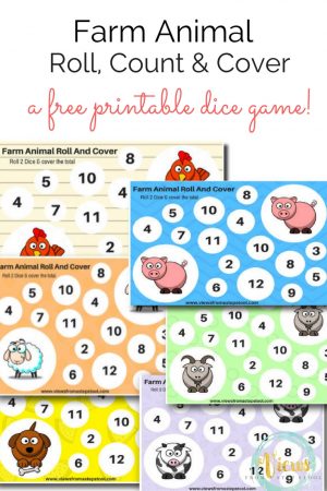 Farm Animal Printable Dice Games: A Roll, Count and Cover Math Game!