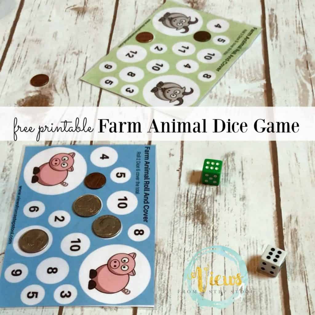 Farm Animal Printable Dice Games: A Roll, Count and Cover Math Game!