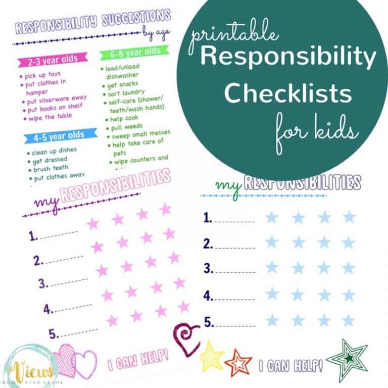 Responsibility Checklist for Kids PLUS Suggestions by Age