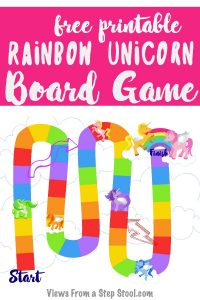 Free Rainbow Unicorn Printable Board Game for Preschoolers