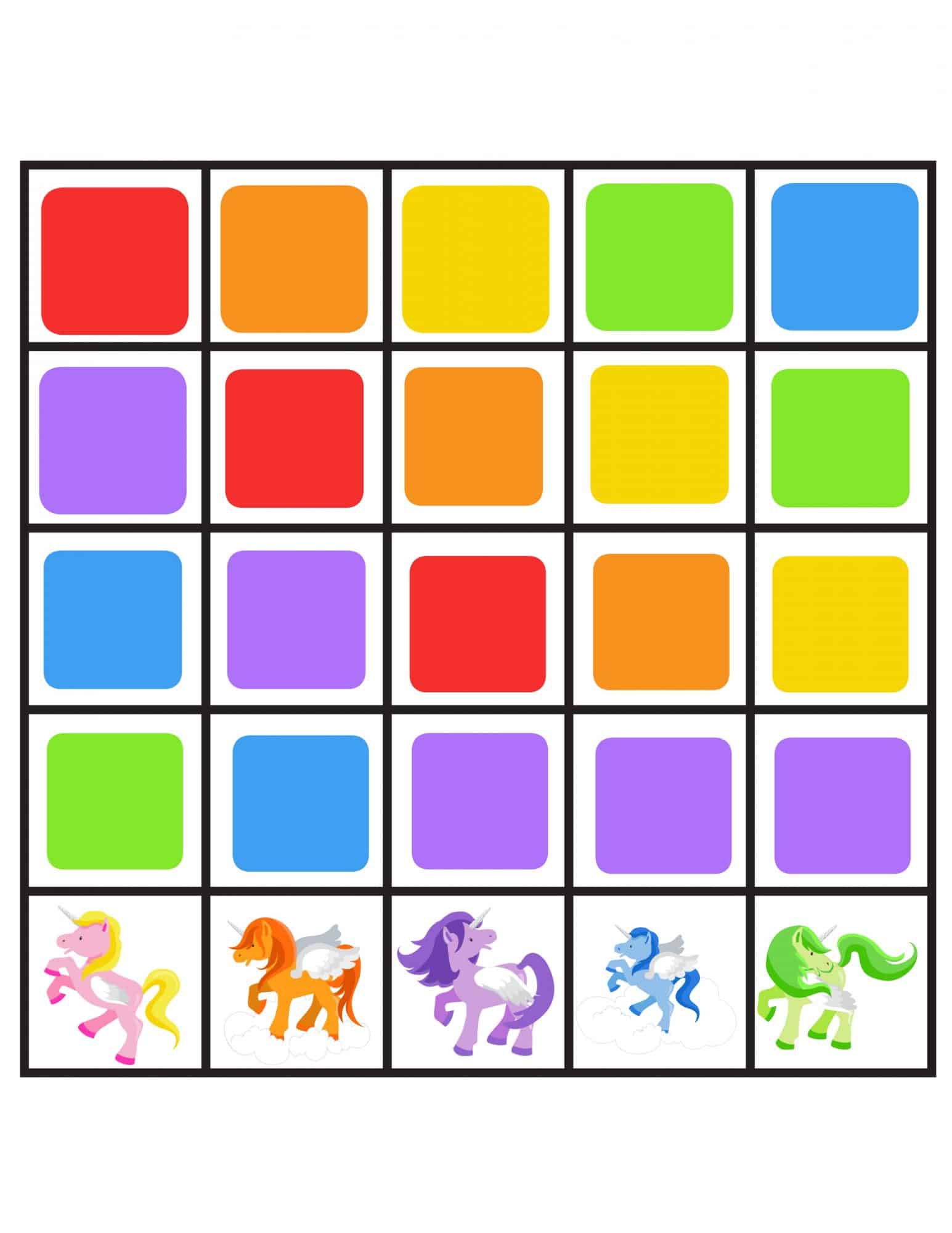 Free Rainbow Unicorn Printable Board Game for Preschoolers