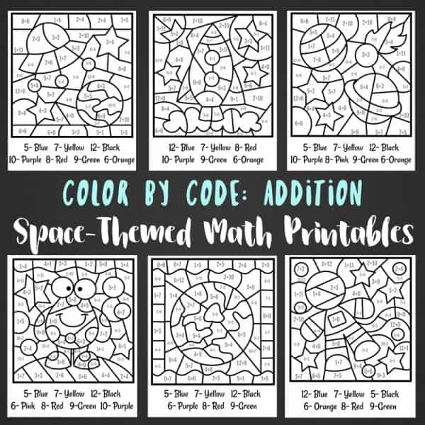 Space Coloring Pages: Color by Addition - Views From a Step Stool