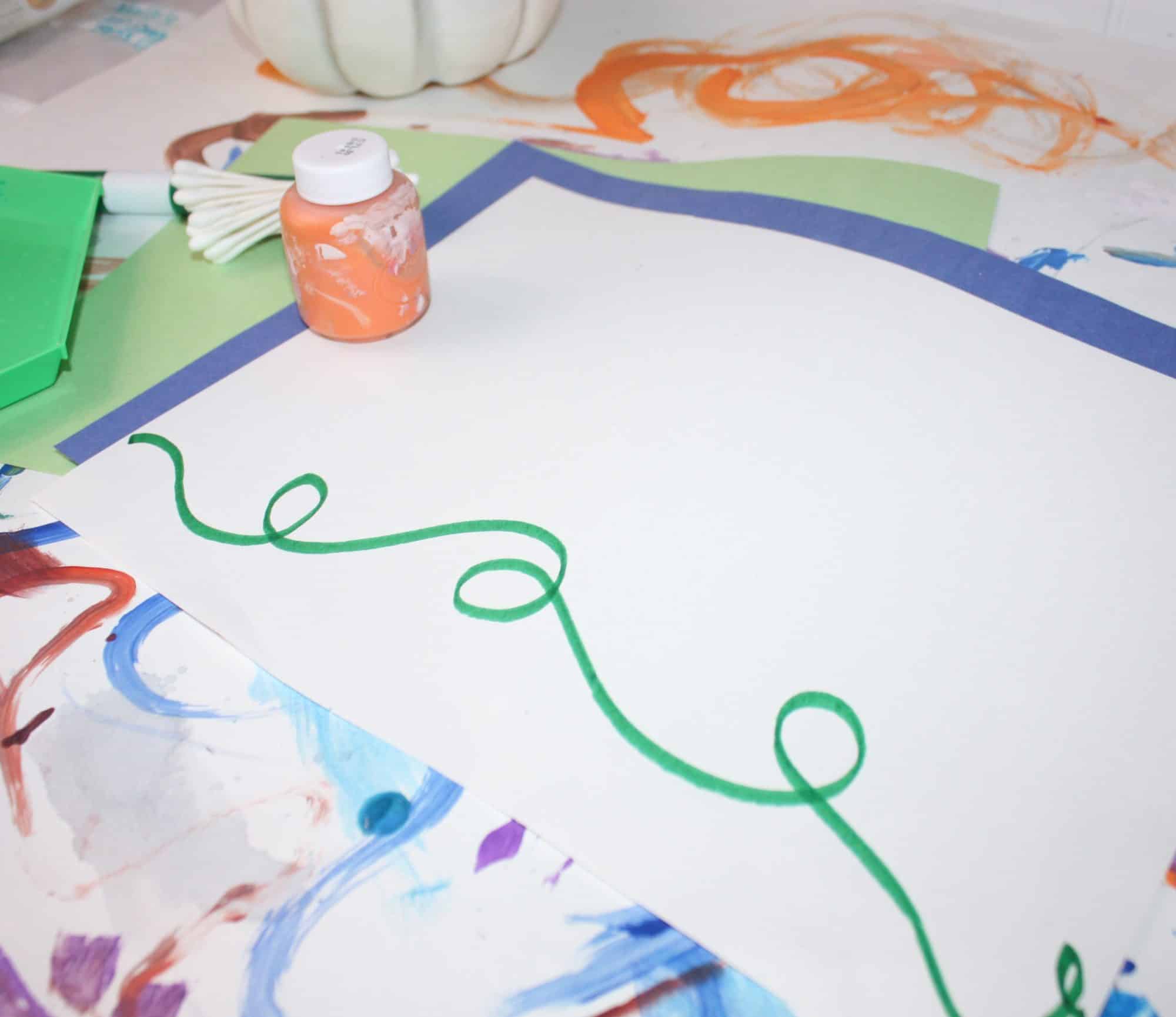 Fall Q Tip Painting Pumpkin Art for Toddlers - Views From a Step Stool