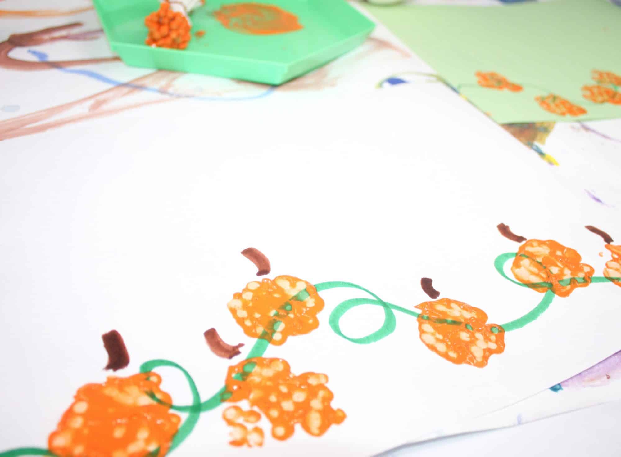 Fall Q Tip Painting Pumpkin Art for Toddlers - Views From a Step Stool