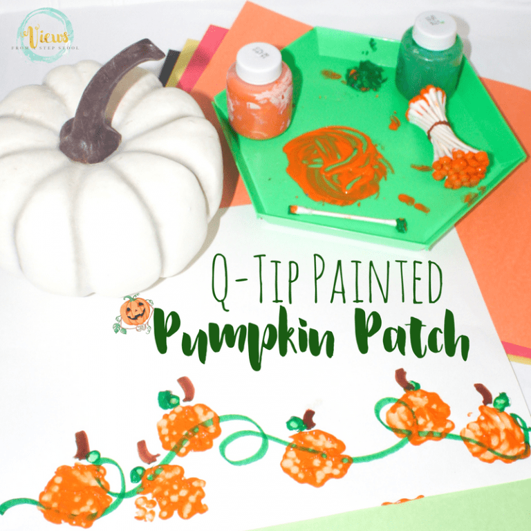 Fall Q Tip Painting Pumpkin Art for Toddlers - Views From a Step Stool