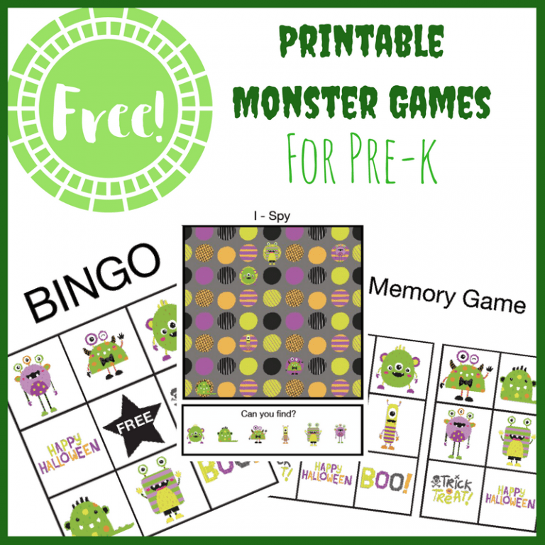 Free Printable Monster Games: Bingo, I-Spy, Memory