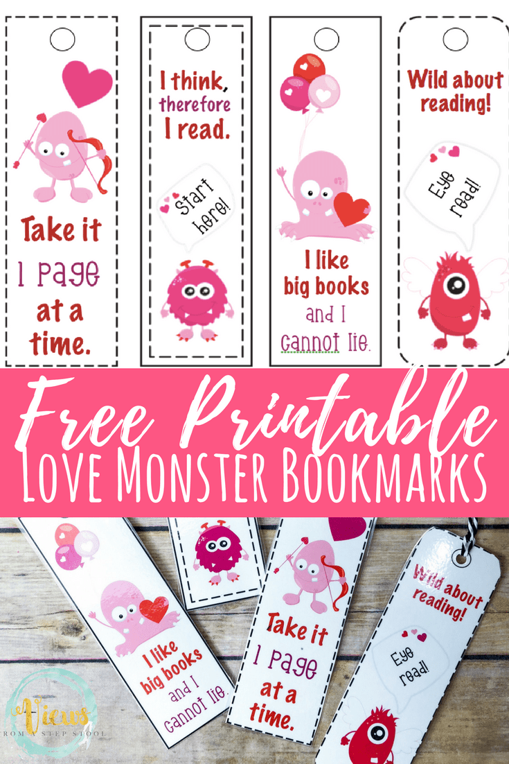 Free Printable Bookmarks: Funny Monster Valentine's Day Bookmarks ...