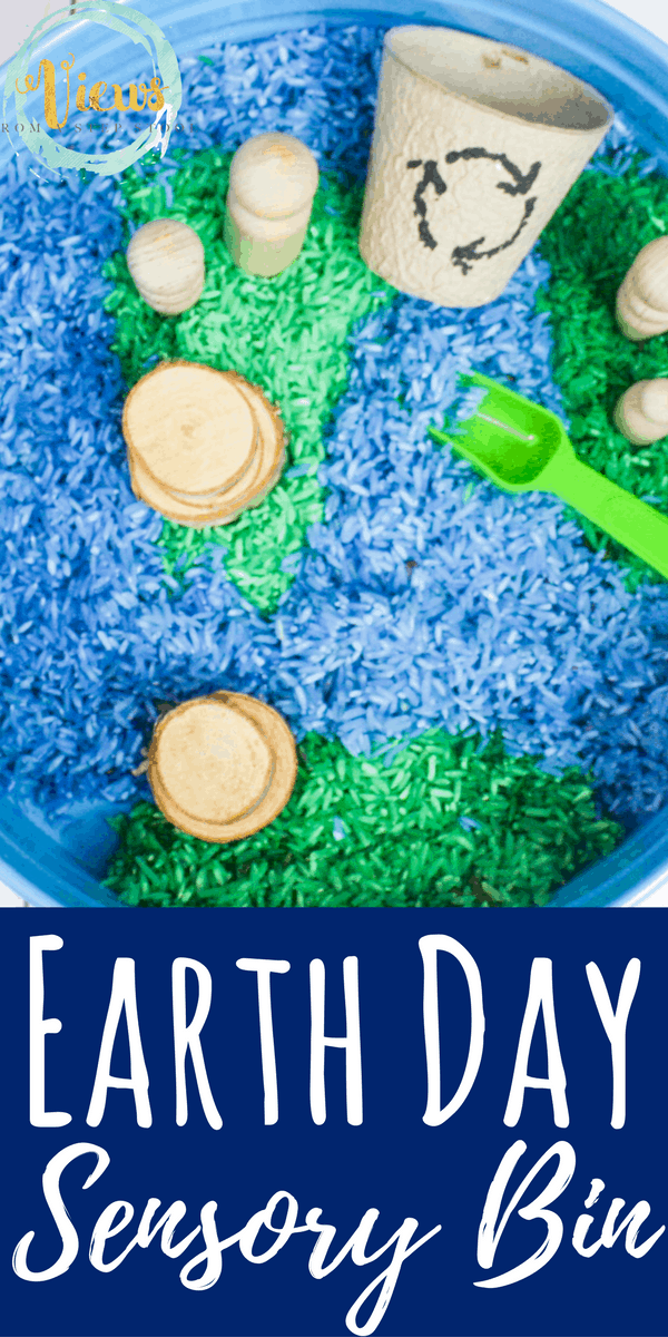 Colored Rice Earth Day Sensory Bin - Views From a Step Stool