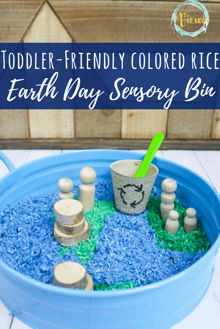 Colored Rice Earth Day Sensory Bin - Views From a Step Stool