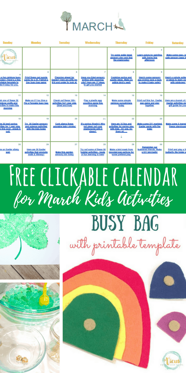 March Kids Activities Clickable Calendar - FREE - Views From a Step Stool