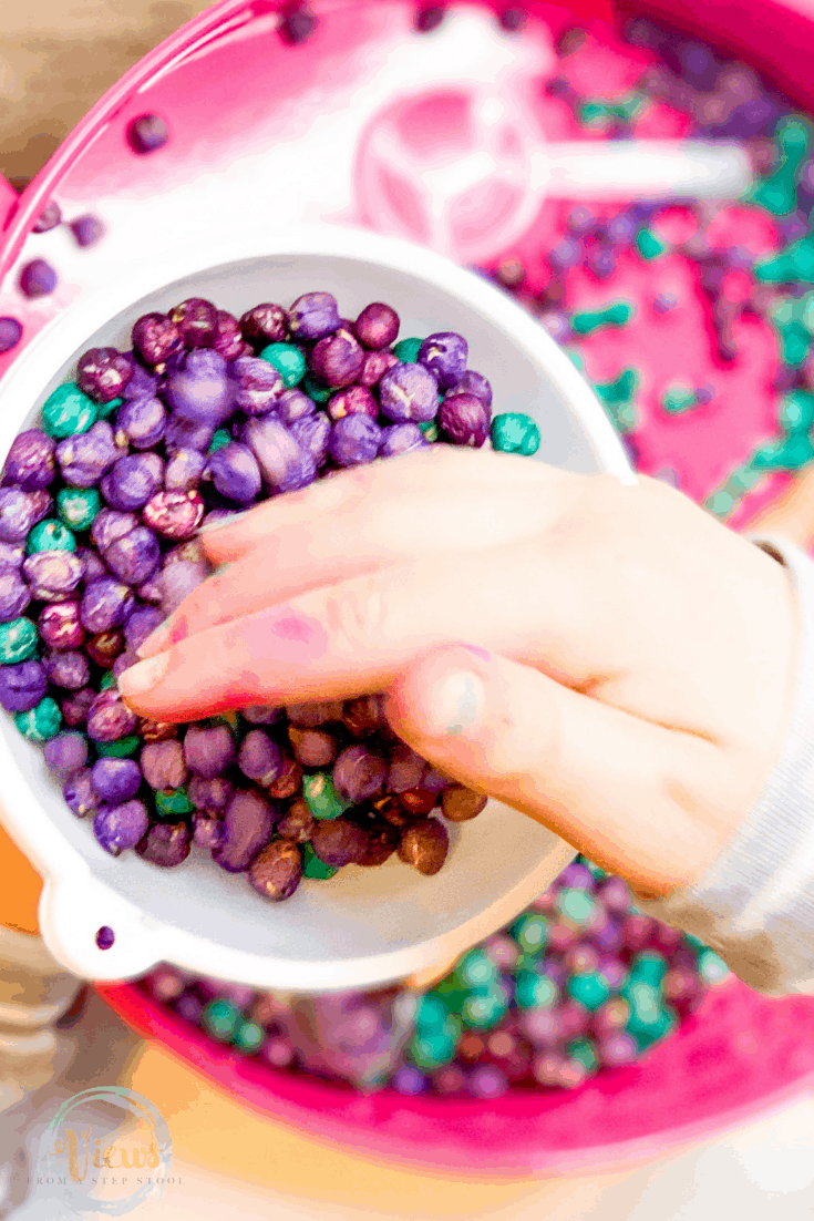 DIY Colored Beans for Sensory Activities - Views From a Step Stool