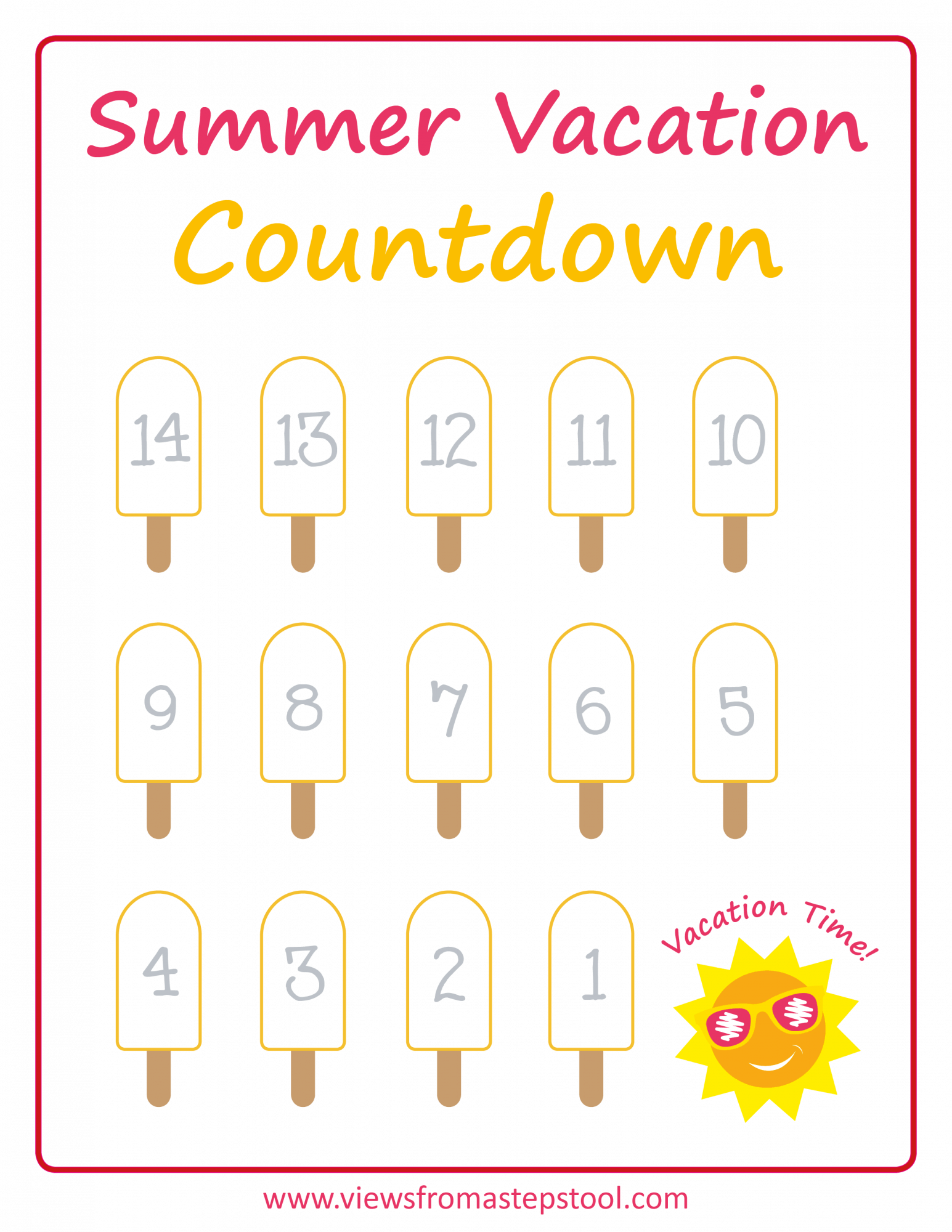 Summer Vacation Countdown Printables - Views From a Step Stool
