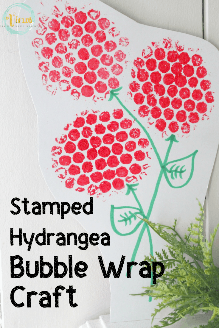 Stamped Hydrangea Bubble Wrap Craft for Toddlers - Views From a Step Stool