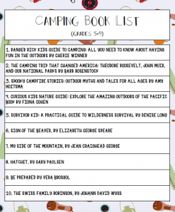 Camping Books for Kids Grades K-8 + Printable Tracker