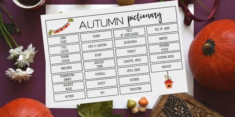 Fall Pictionary Printable Board Game for Kids - Views From a Step Stool