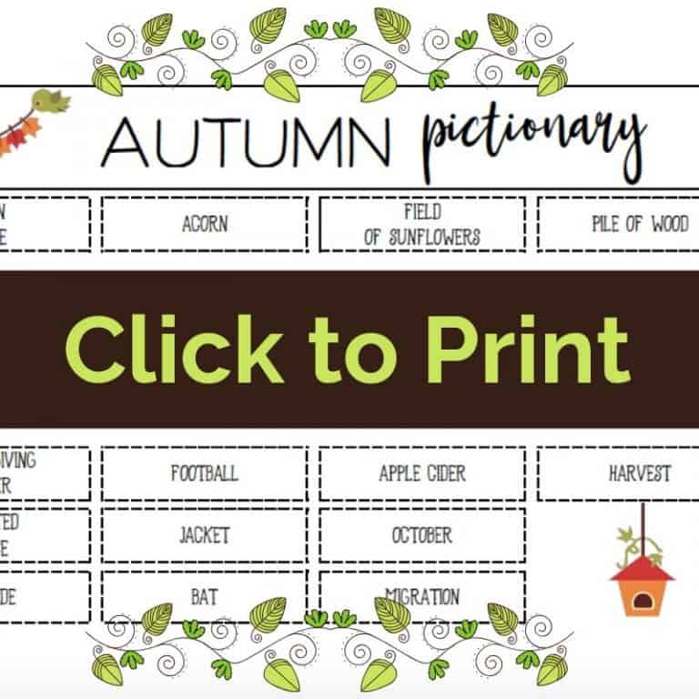 Fall Pictionary Printable Board Game for Kids - Views From a Step Stool
