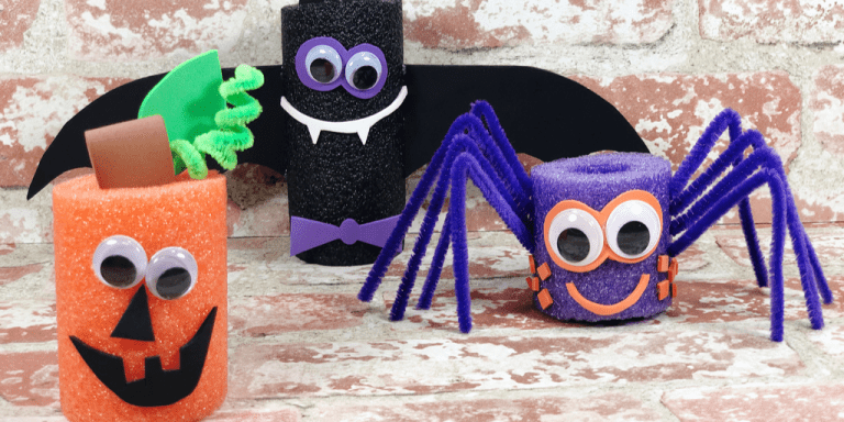 Halloween Pool Noodle Craft: Spider, Bat & Jack o' Lantern - Views From ...
