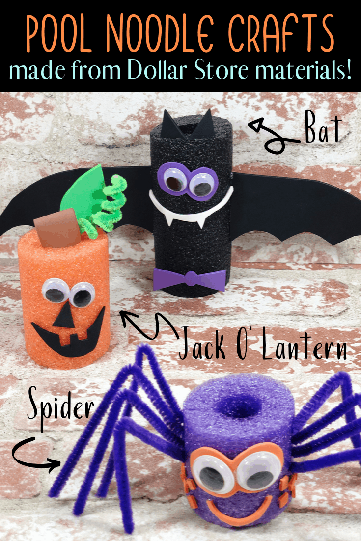 Halloween Pool Noodle Craft: Spider, Bat & Jack o' Lantern - Views From ...