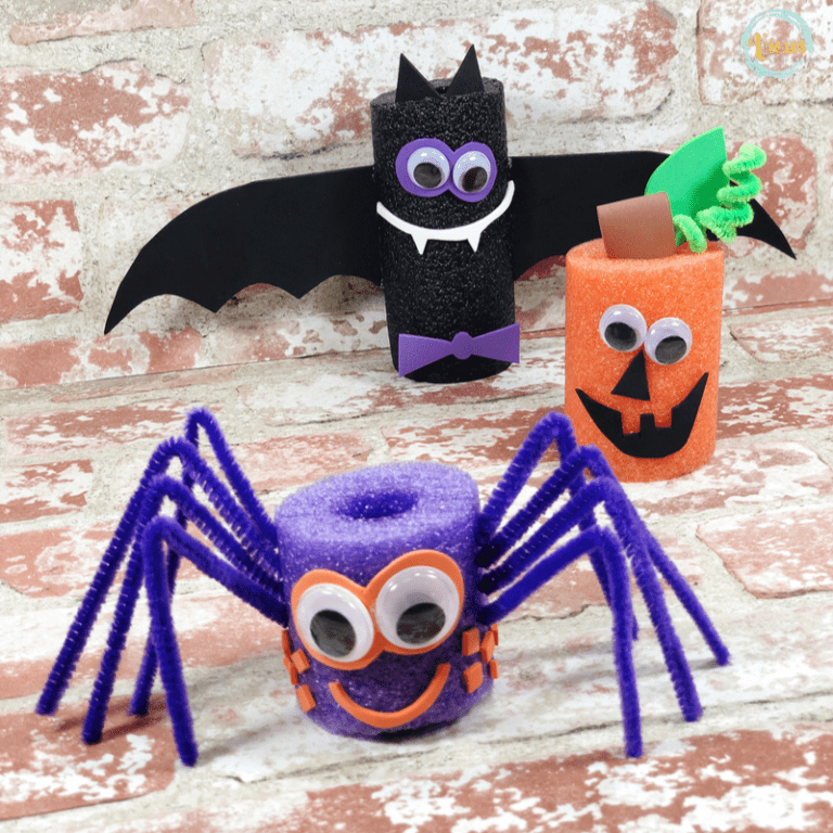 Halloween Pool Noodle Craft: Spider, Bat & Jack o' Lantern - Views From ...