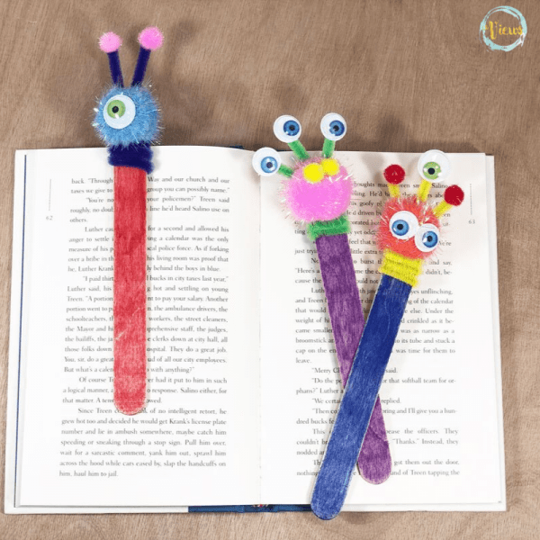 Monster DIY Bookmark Craft for Kids - Views From a Step Stool