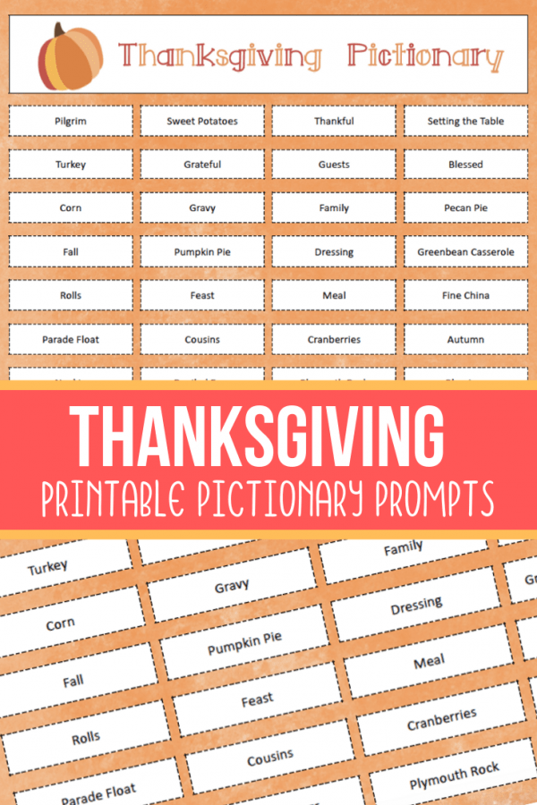 Thanksgiving Pictionary Printable Game for Families - Views From a Step ...