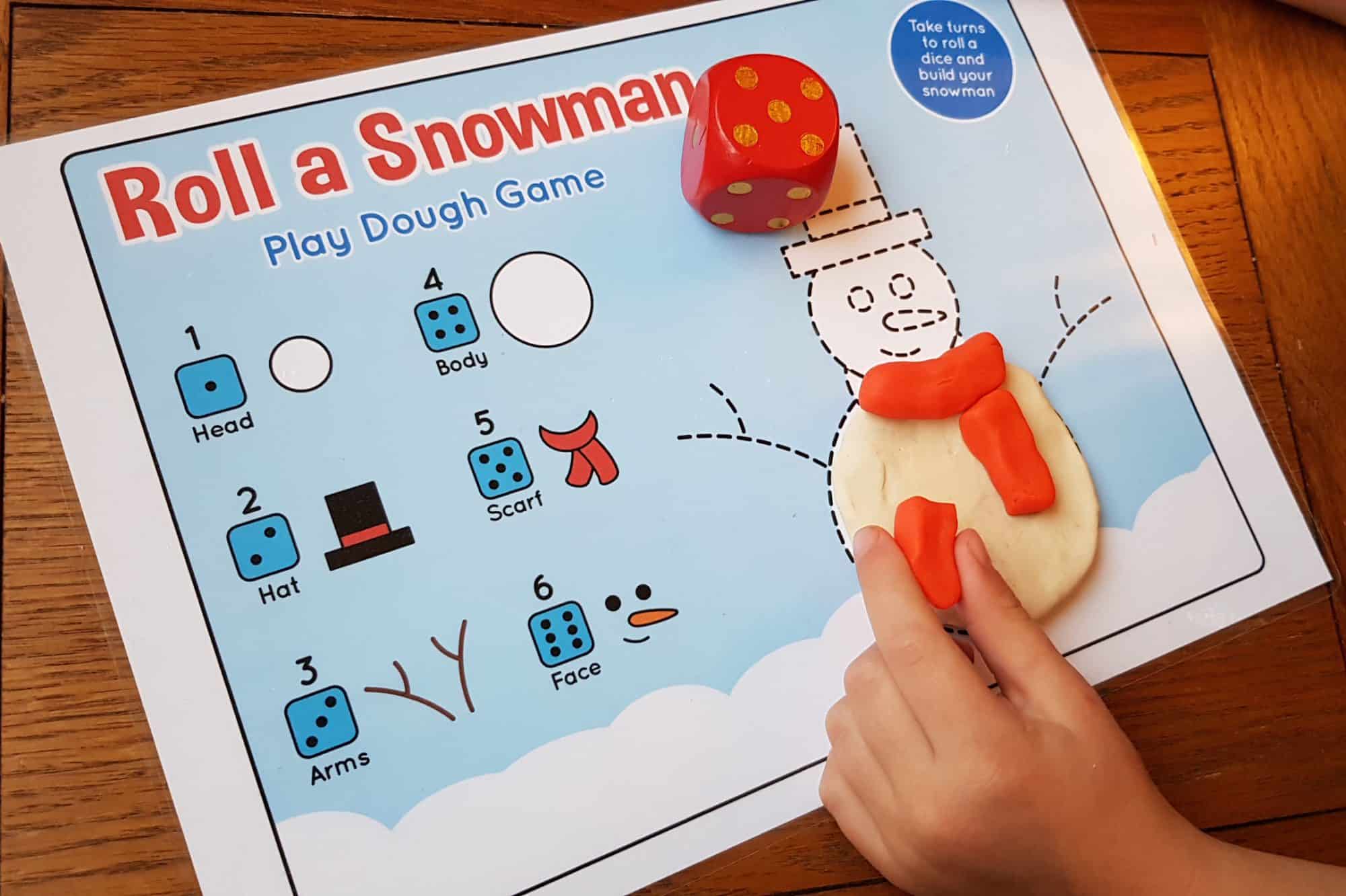 Roll a Snowman Playdough Mat for Kids - Views From a Step Stool