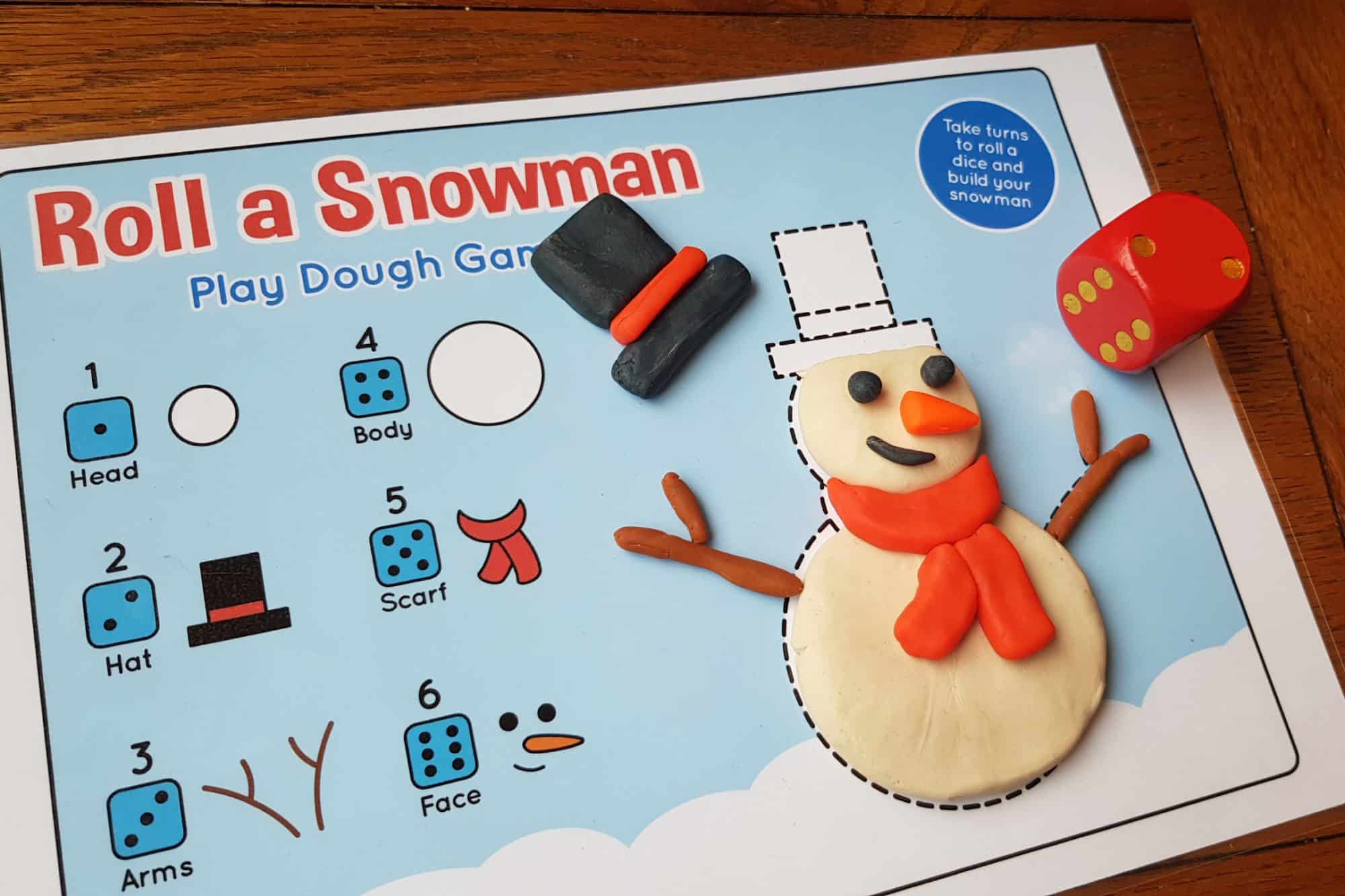 Roll a Snowman Playdough Mat for Kids - Views From a Step Stool