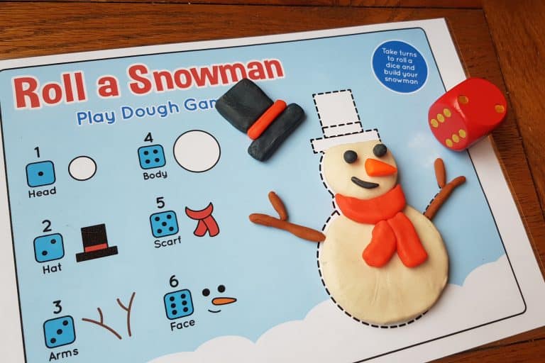 Roll a Snowman Playdough Mat for Kids - Views From a Step Stool
