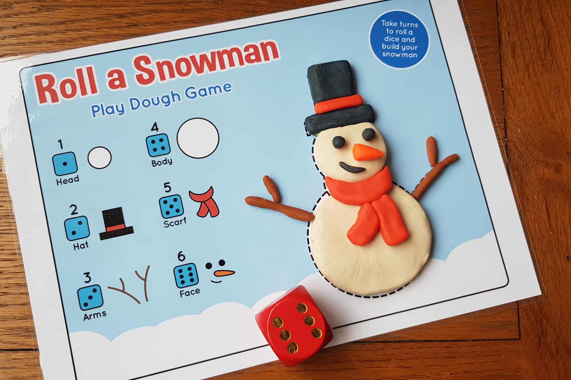 Roll a Snowman Playdough Mat for Kids - Views From a Step Stool
