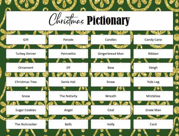 Christmas Printable Pictionary Game for Families - Views From a Step Stool
