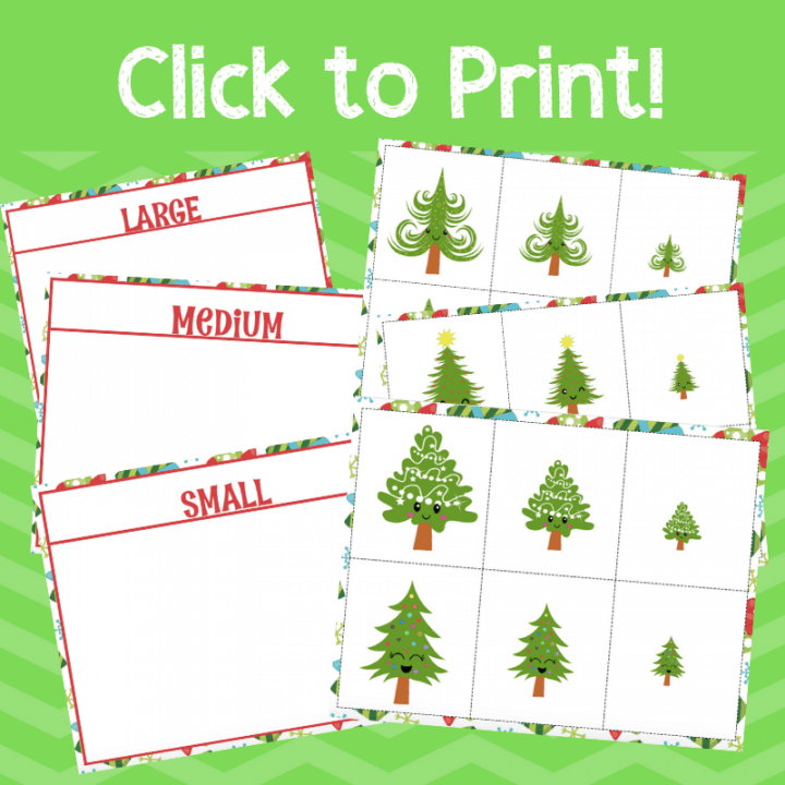 Free Printable Christmas Sorting Game: Big and Little Christmas Trees ...