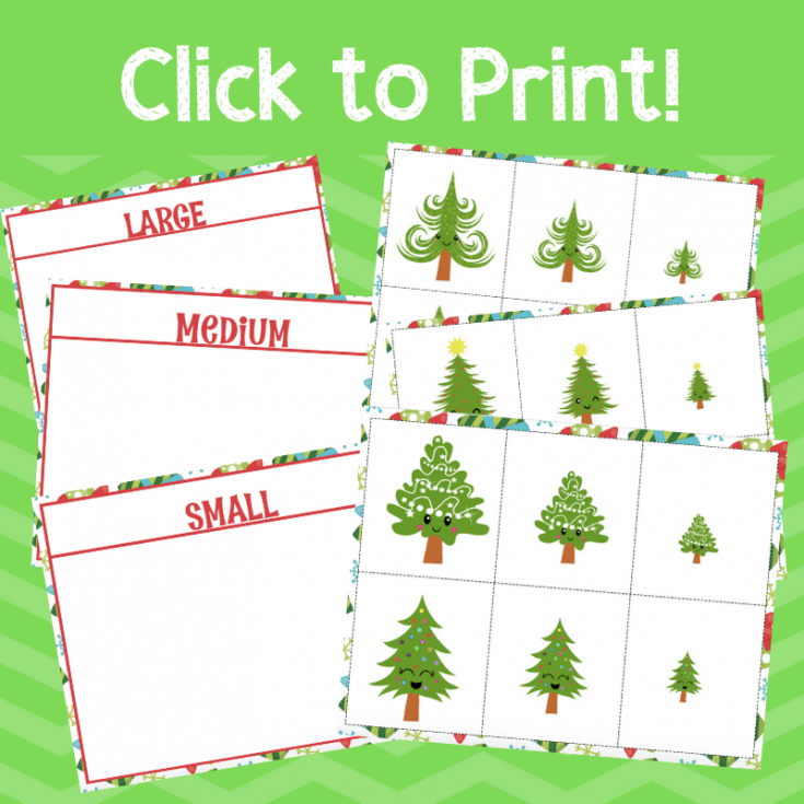 Free Printable Christmas Sorting Game: Big and Little Christmas Trees ...