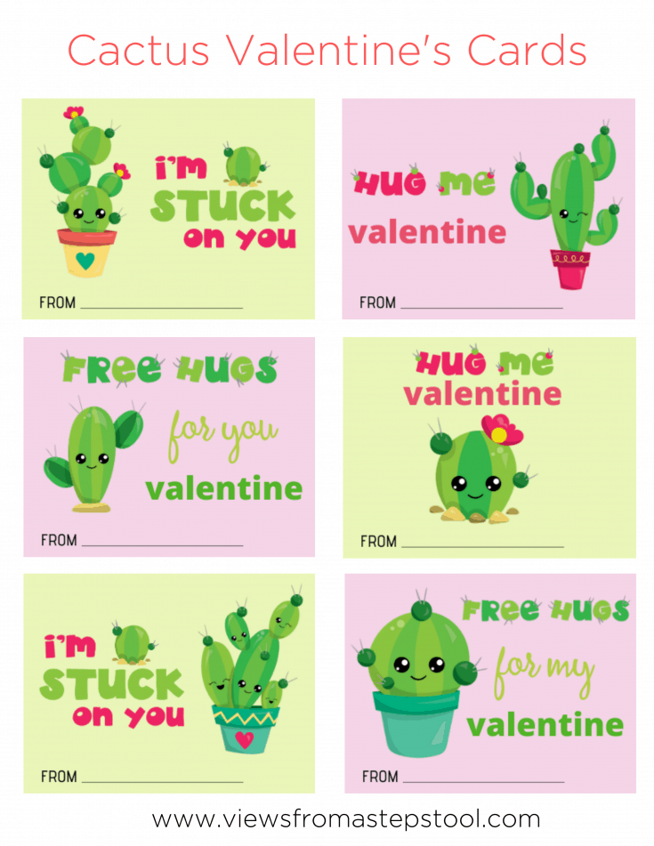 Printable Cactus Valentines Day Cards - Views From a Step Stool
