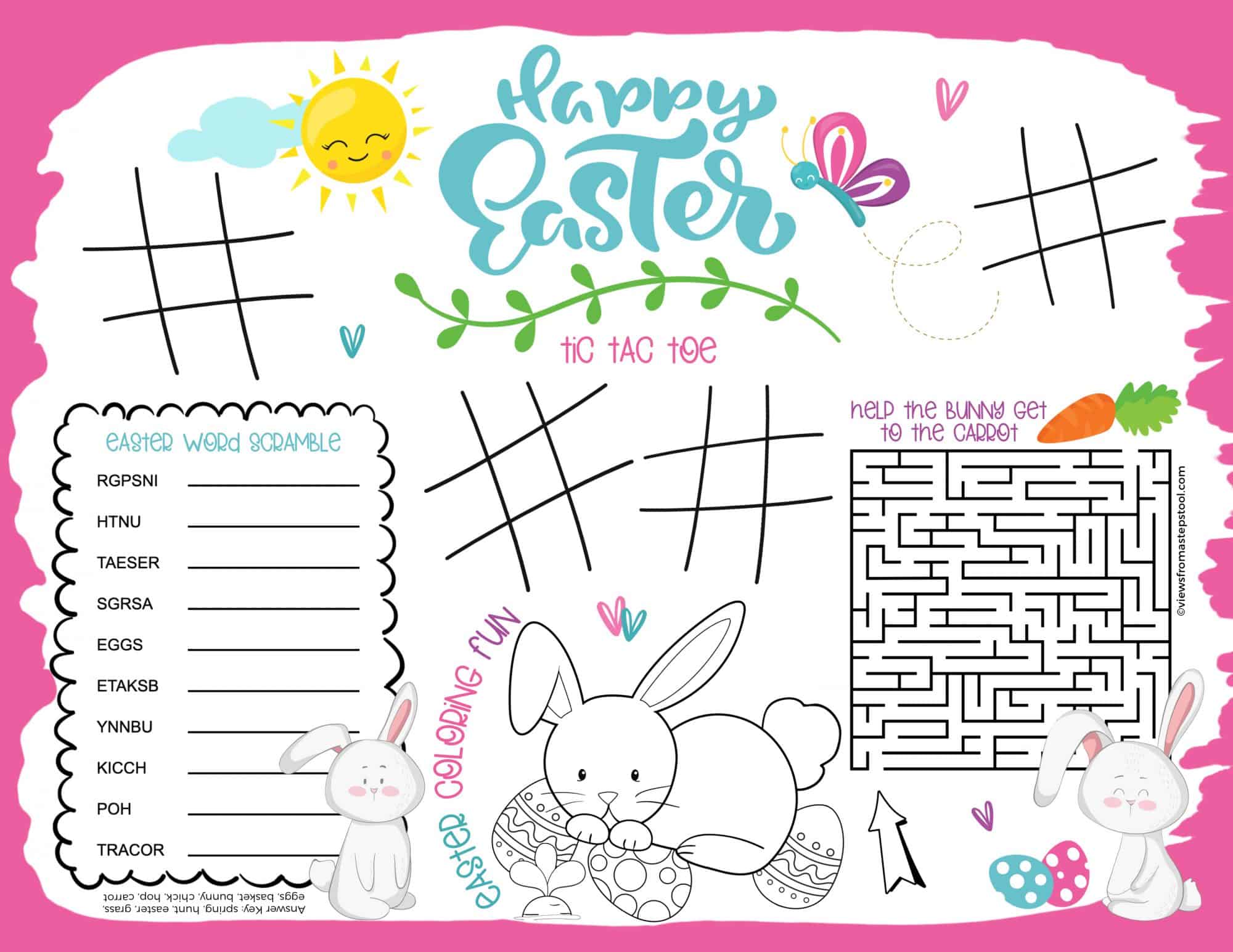 Printable Easter Placemat for Kids with Fun Activities - Views From a ...