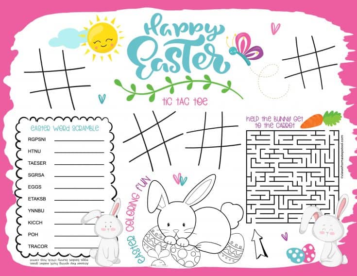 Printable Easter Placemat for Kids with Fun Activities - Views From a ...