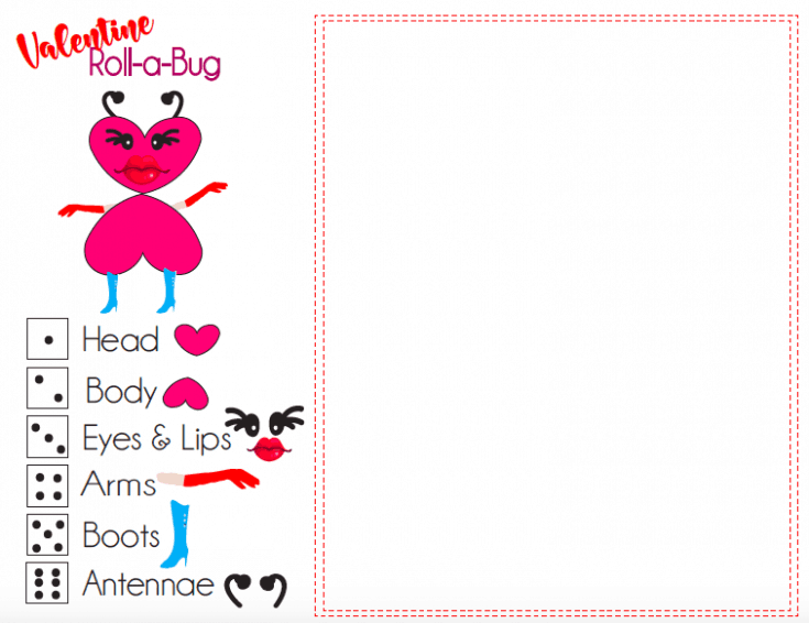 Roll a Love Bug Printable Valentine Dice Game - Views From a Step Stool