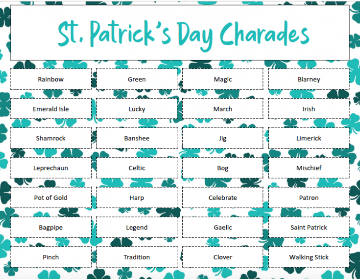 St. Patrick's Day Charades Printable Game - Views From a Step Stool