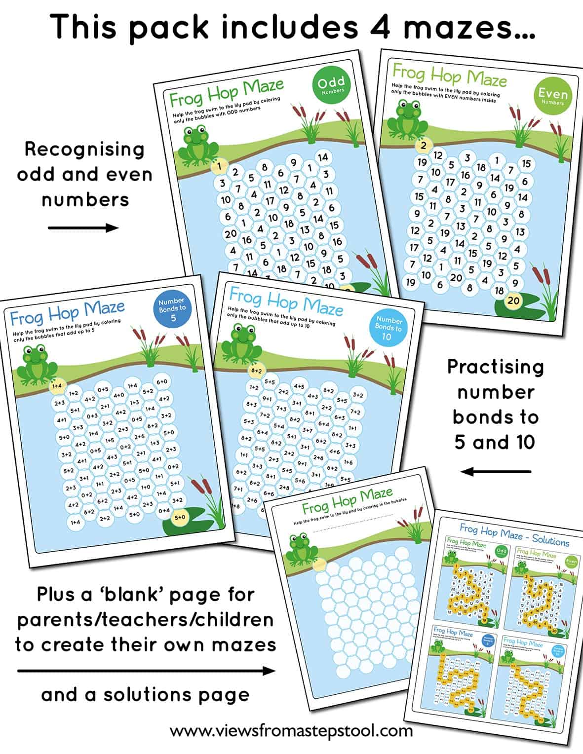 Frog Hop Number Maze Printables - Views From a Step Stool