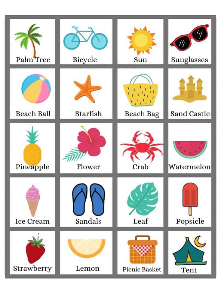 Summer Bingo Printable Game for Kids - Views From a Step Stool