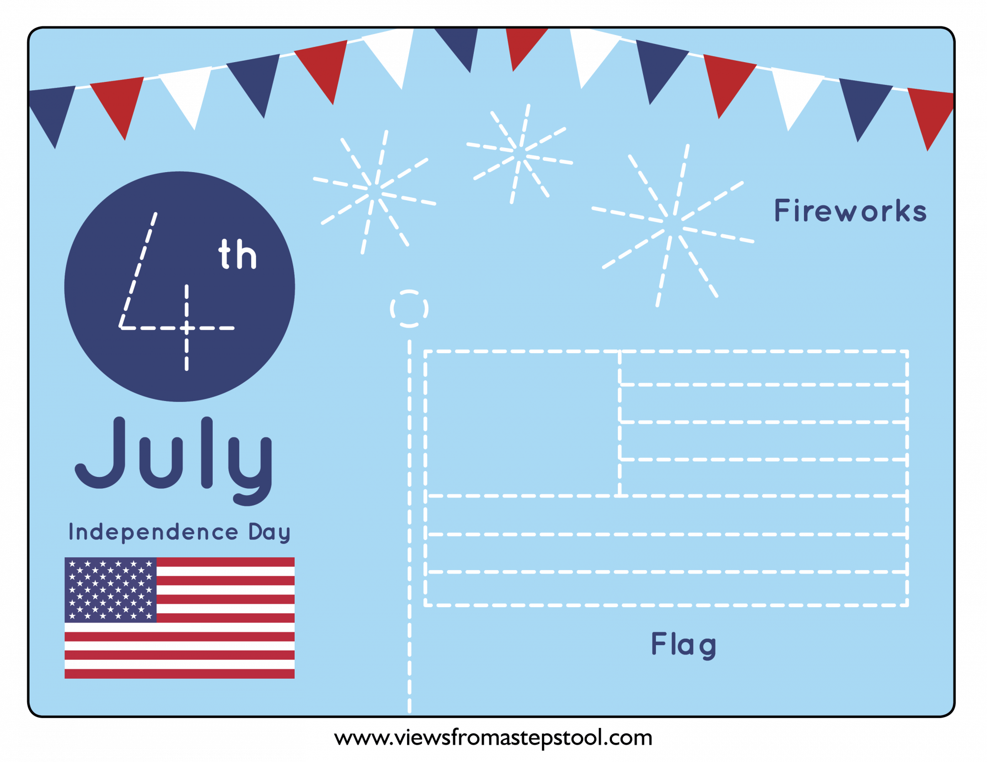 4th of July Playdough Mat Printable for Kids - Views From a Step Stool
