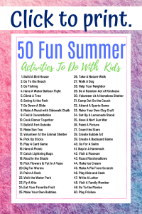Printable Summer Activity List for Kids - Views From a Step Stool